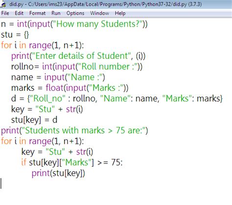 Python Program To Create A Dictionary With The Roll Number Name And