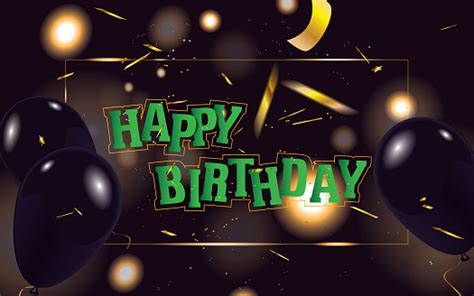 검은 풍선 및 어두운 스파클 배경에 고립 디 포커 싱 색종이와 커버에 생일 축 하 배너 가리기에 대한 스톡 벡터 아트 및 기타