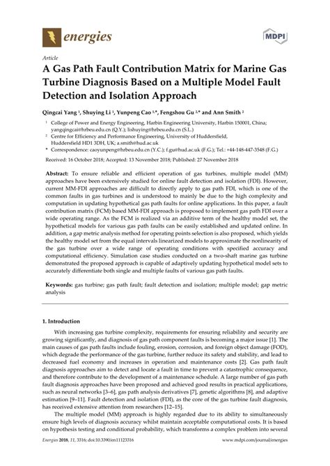 Pdf A Gas Path Fault Contribution Matrix For Marine Gas Turbine