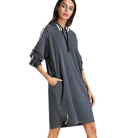 Fashion Casual Long Hoodie Winter Dresses Women Long Sleeve Hooded Top
