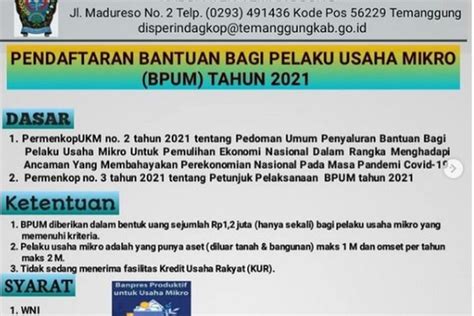 Link Pendaftaran Online Bpum Blt Umkm Temanggung Syarat Prosedur Pendaftaran Dan Cara