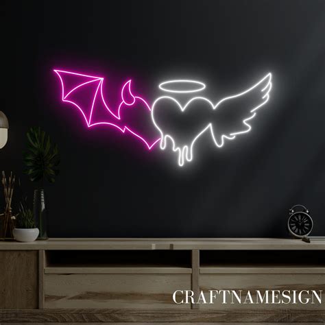 Angel Devil Heart Neon Sign Heart Led Sign Custom Neon Sign Wedding