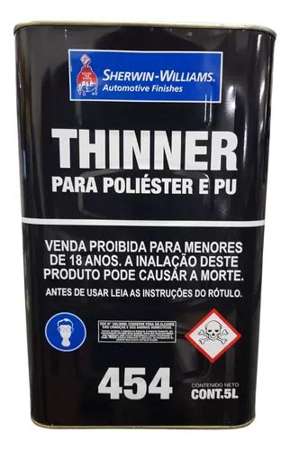 Thinner Diluente Poliester pu 5l 454 Sherwin williams Frete grátis