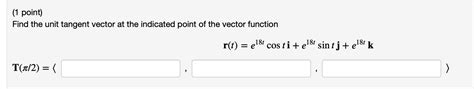 Solved Point Find The Unit Tangent Vector At The Chegg
