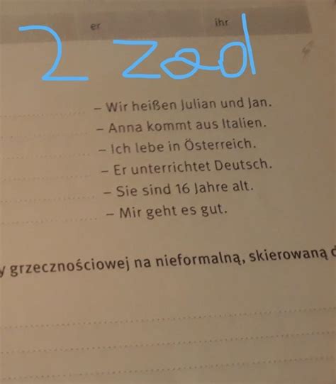 2 ułóż pytania do podanych odpowiedzi po niemiecku Brainly pl