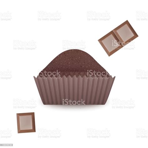 흰색 바탕에 달콤한 컵 케 익 초콜릿 맛 생일 소원에 대 한 개념의 케이크 축 하에 대 한 사랑 스러운 디저트입니다 3차원