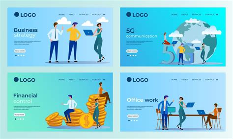 A Set Of Landing Page Templates Business Strategy 5G Communication