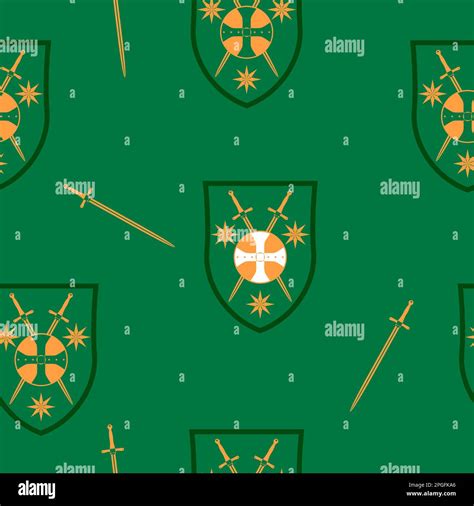 Battle Sword And Medieval Shield Seamless Pattern Weapon Texture