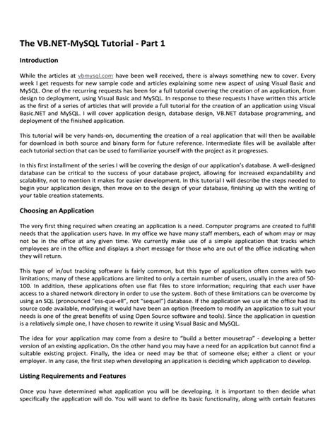 Fillable Online The Vbnet Mysql Tutorial Part 1 Fax Email Print Pdffiller