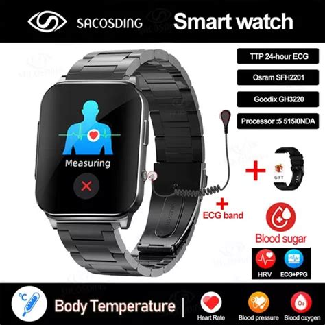 Reloj Inteligente Para Hombre No Invasivo Glucosa Ecg Ptt Color De La Correa Acero Negro