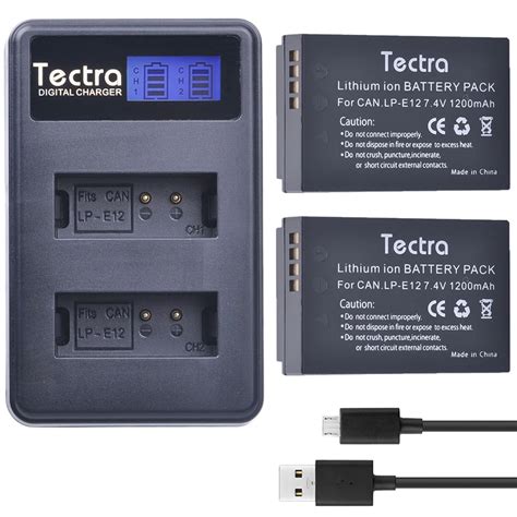Tectra 2pcs Lp E12 Lp E12 Replacement Li Ion Battery Lcd Usb Dual
