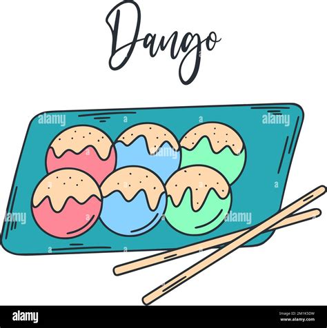 Dish Of Japanese Cuisine Dango Clip Art Asian Food Vector Illustration