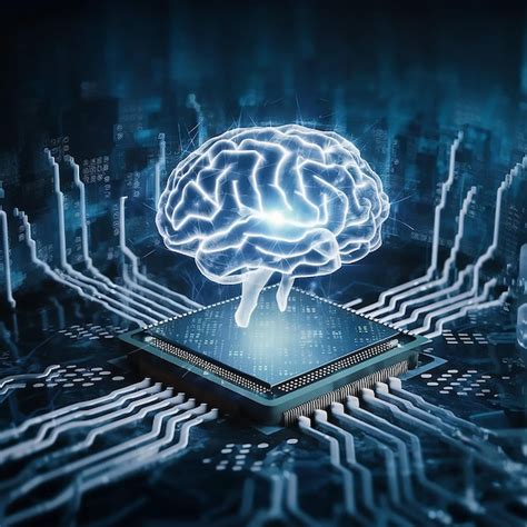 Premium Photo Big Data And Artificial Intelligence Concept Human Brain Glowing From Processor
