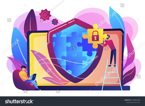 Programmer Jigsaw Shield System Monitoring Network Stock Vector Royalty Free 1202861860