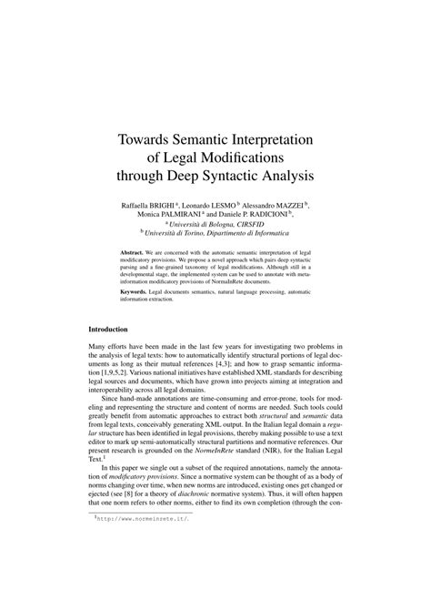 Pdf Towards Semantic Interpretation Of Legal Modifications Through