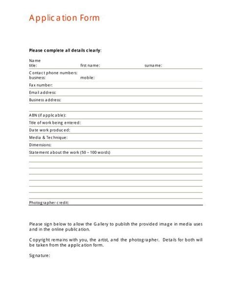 Application Form Art Gallery Of Western Australia