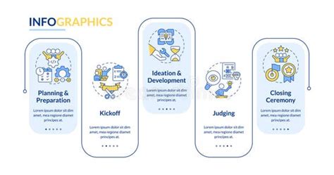 Hackathon Process Structure Blue Rectangle Infographic Template Stock Illustration