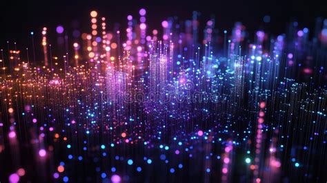 Abstract Isometric Network Visualization With Colorful Data Nodes In A Dynamic Projection Stock