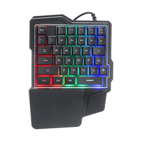 Mini One Handed Wired 35 Key Gaming Keyboard Rgb Led Backlit Usb Game
