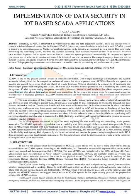 Pdf Implementation Of Data Security In Iot Based Scada Applications