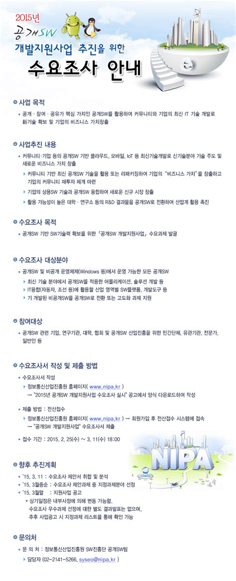 판교테크노밸리 2015년 공개sw 개발지원사업 추진을 위한 수요조사 안내