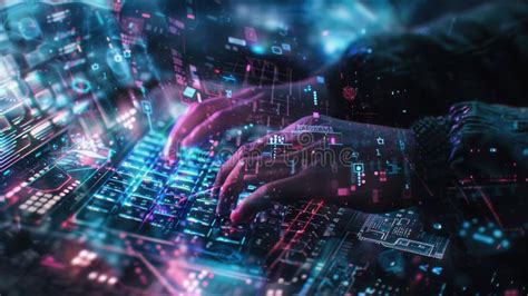 Hands Rapidly Type On A Keyboard Immersed In A World Of Digital Codes And Symbols Highlighting