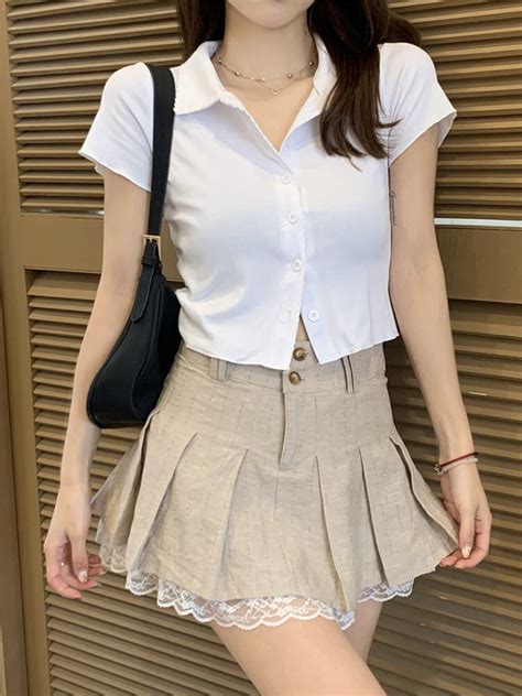 Lace Cute Pleated Skirt Grungechy