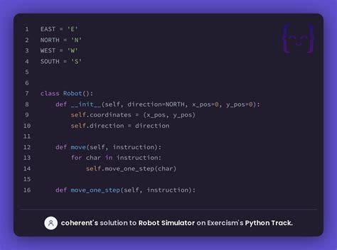 coherent s solution for robot simulator in python on exercism