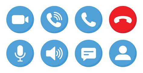 Camera Handset Microphone Speaker Message And Profile Icon Vector In Flat Style Video Call
