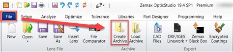 How Do I Create A Zemax Archive Zar File Zemax Community