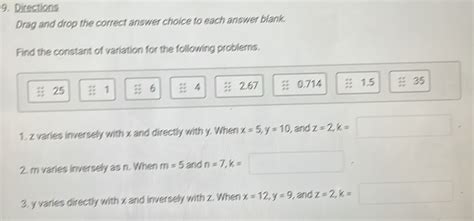 Directions Drag And Drop The Correct Answer Choice To Each Answer Blank Find The Constant [others]