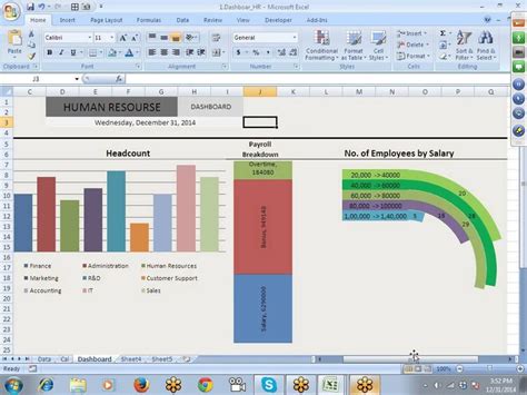 HR Dashboard With Excel Microsoft Excel Tutorial Excel Human Resource Management Templates