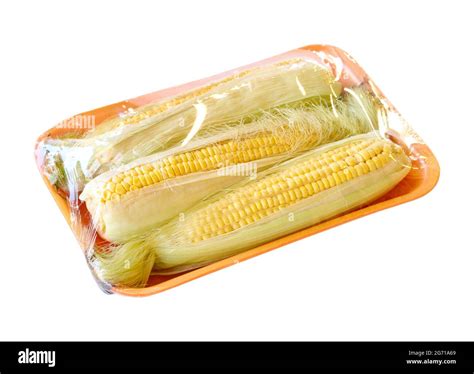 Packed Corn Isolated On A White Background Packet Corn Clipping Path