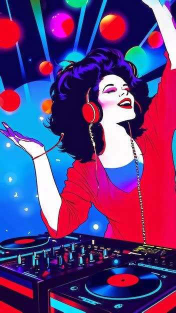 Happy Woman Dancing To Disco Music Premium Ai Generated Image