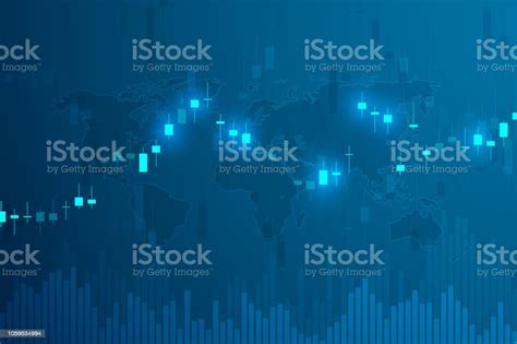 주식 시장 그래프 또는 Forex 무역 비즈니스 및 금융 개념 보고서 및 파란색 배경에 투자를 위한 차트 벡터 일러스트 레이 션