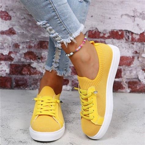 Womens Trendy Mesh Breathable Lace Up Sneakers Casual Shoes Women