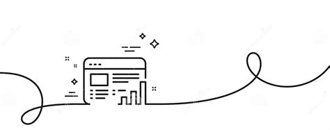 Web Report Line Icon Column Graph Sign Continuous Line With Curl Vector Stock Illustration