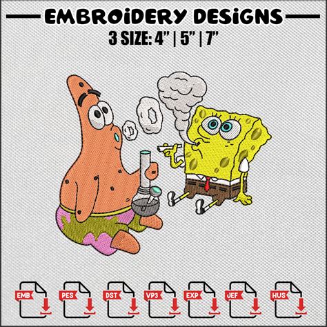 Spongebob Smoke Embroidery Design Spongebob Embroidery Ani Inspire