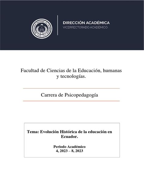 11 Evolución Histórica De La Educación En Ecuador Pdf Ecuador