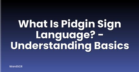 What Is Pidgin Sign Language Understanding Basics Wordscr