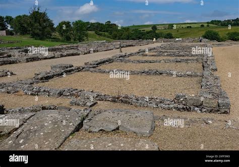 Excavated Detail Of Walls And Buildings At The Roman Fort Of Vindolanda Hexham Northumberland