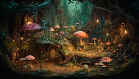 Premium Ai Image Underwater Fantasy Octopus Decorates Toadstool Tree