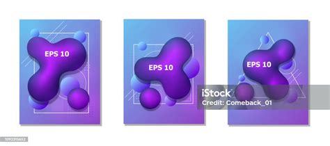 추상 유체 창조적인 템플릿 카드 컬러 커버 세트 기하학적 디자인 모양입니다 0명에 대한 스톡 벡터 아트 및 기타 이미지 0명 3차원 형태 개념 Istock