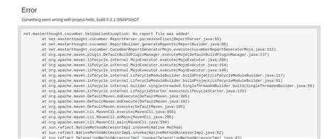 Netmasterthoughtcucumbervalidationexception No Report File Was