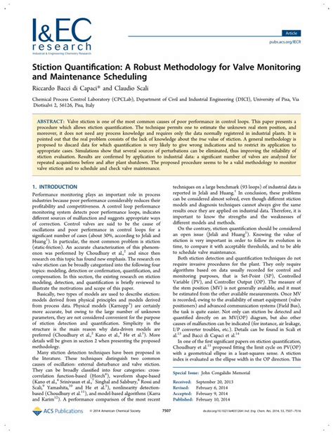 Pdf Stiction Quantification A Robust Methodology For Valve Monitoring And Maintenance