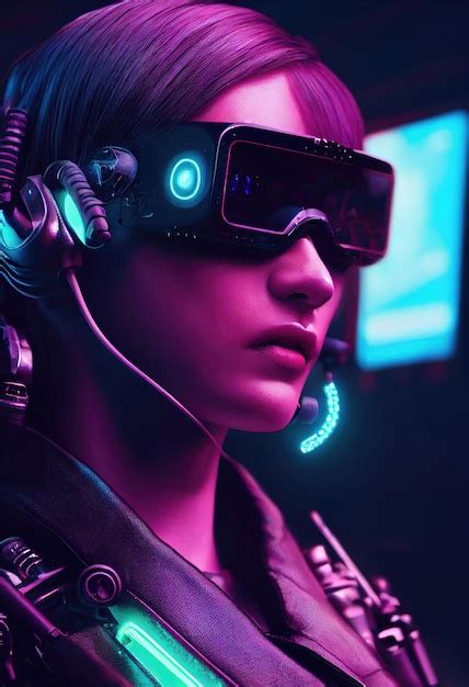 Premium Photo Realistic Portrait Of A Scifi Cyberpunk Girl Hightech