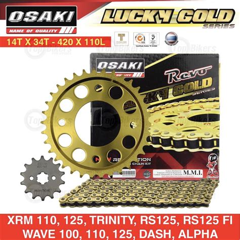 Osaki Lucky Gold Chain Sprocket Set XRM RS Wave 100 110 125