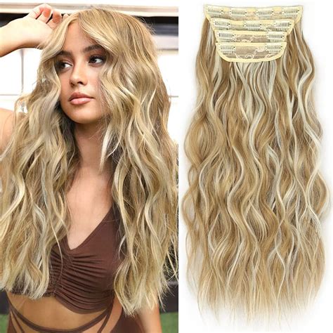 Ustar Clip In Long Wavy Synthetic Hair Extension 20 Inch Dark Blonde