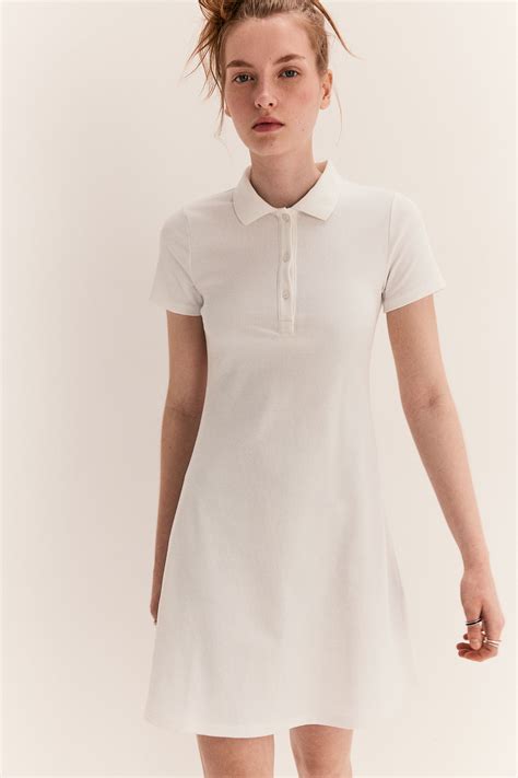 Vestido Acanalado Con Cuello Camisero Handm Co