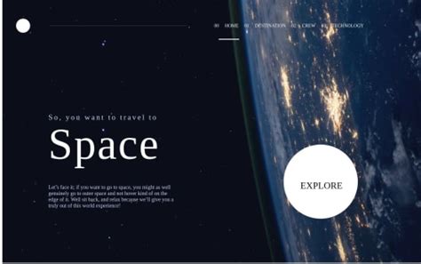 Frontend Mentor Spacetourism Using Figma Coding Challenge Solution